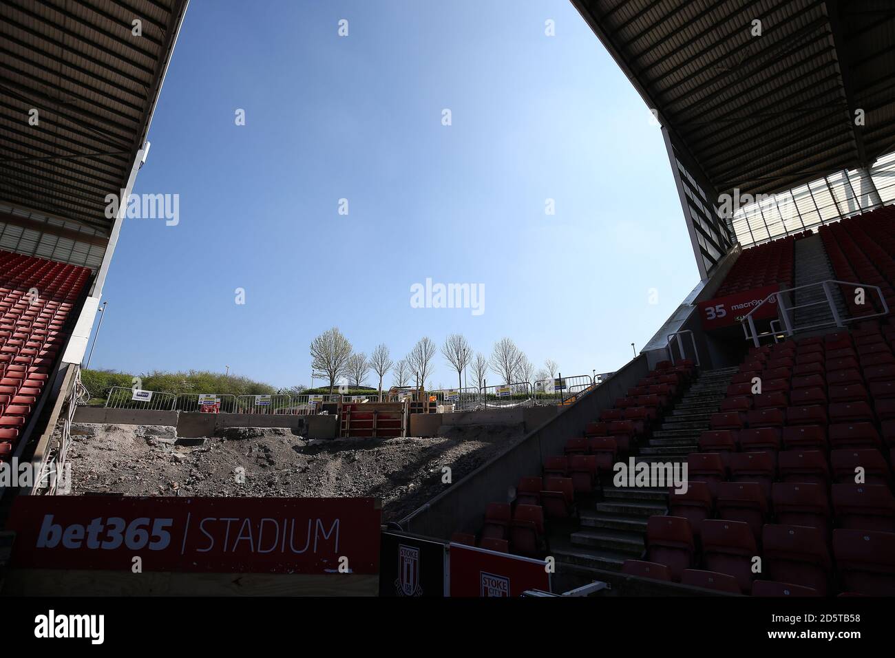 New corner stand under construction before Stoke City's and Liverpool's ...