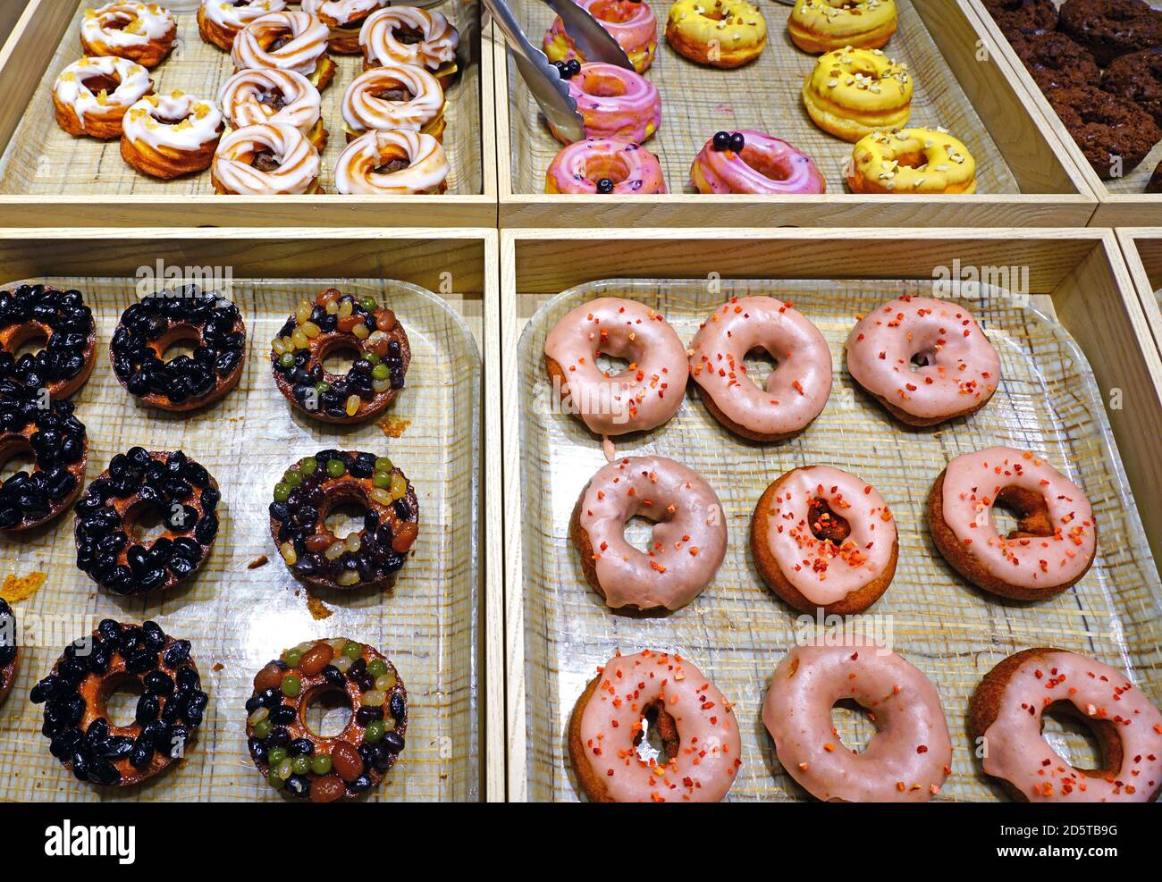 Colorful gourmet donuts in a pastry shop in Kyoto, Japan Stock Photo ...