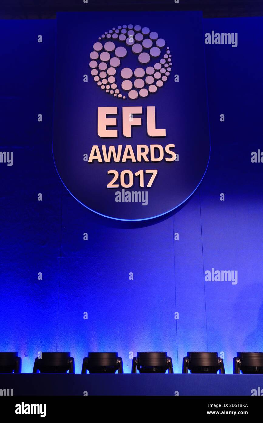 General view of the stage prior to the EFL awards at the London Hilton ...