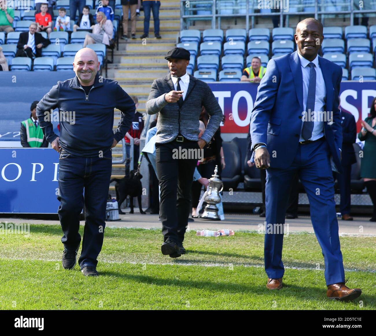 Former Coventry City players Micky Gynn (left) Cyrille Regis and David ...