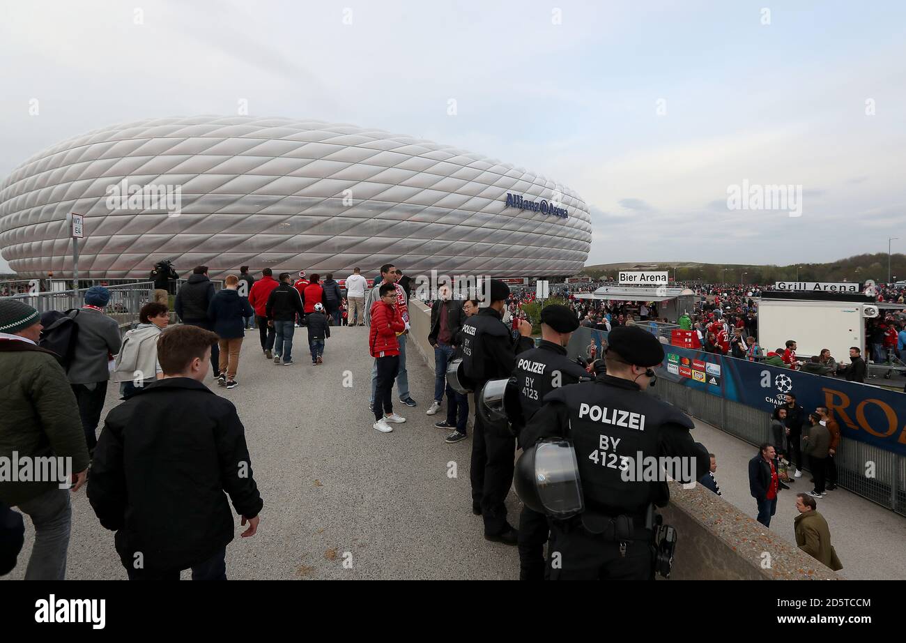 A police presence outside the Allianz Arena ahead of the game Stock ...