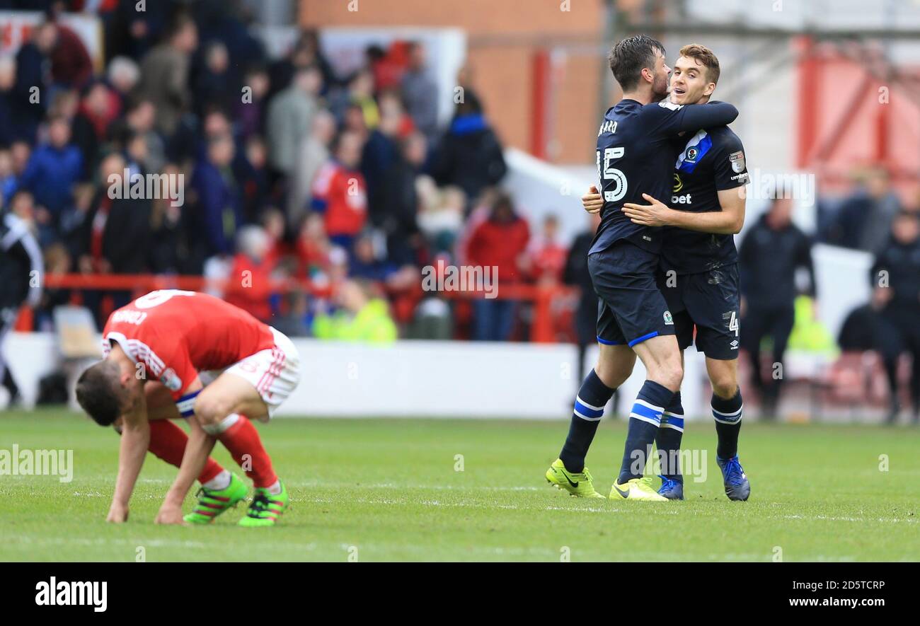 Blackburn Rovers Elliott Ward (left) and Tommie Hoban celebrate after ...