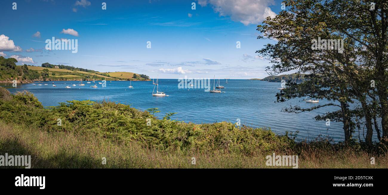 Aerial photography of the Helford Passage, Cornwall, England Stock ...