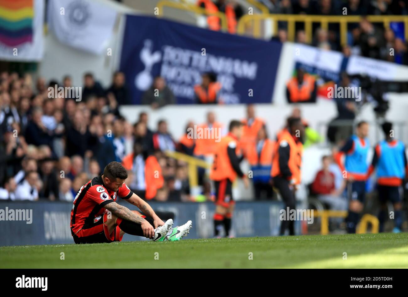 AFC Bournemouth's Jack Wilshere sits injured on the pitch Stock Photo ...