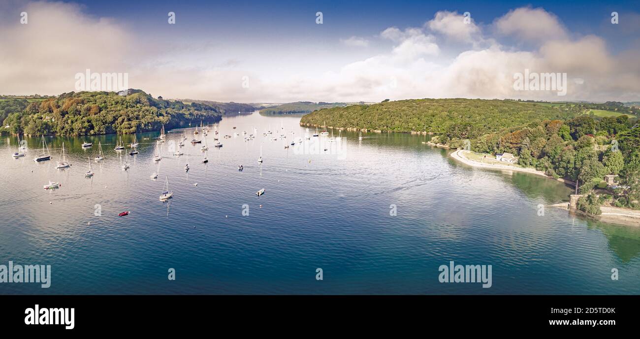 Aerial photography of the Helford Passage, Cornwall, England Stock ...