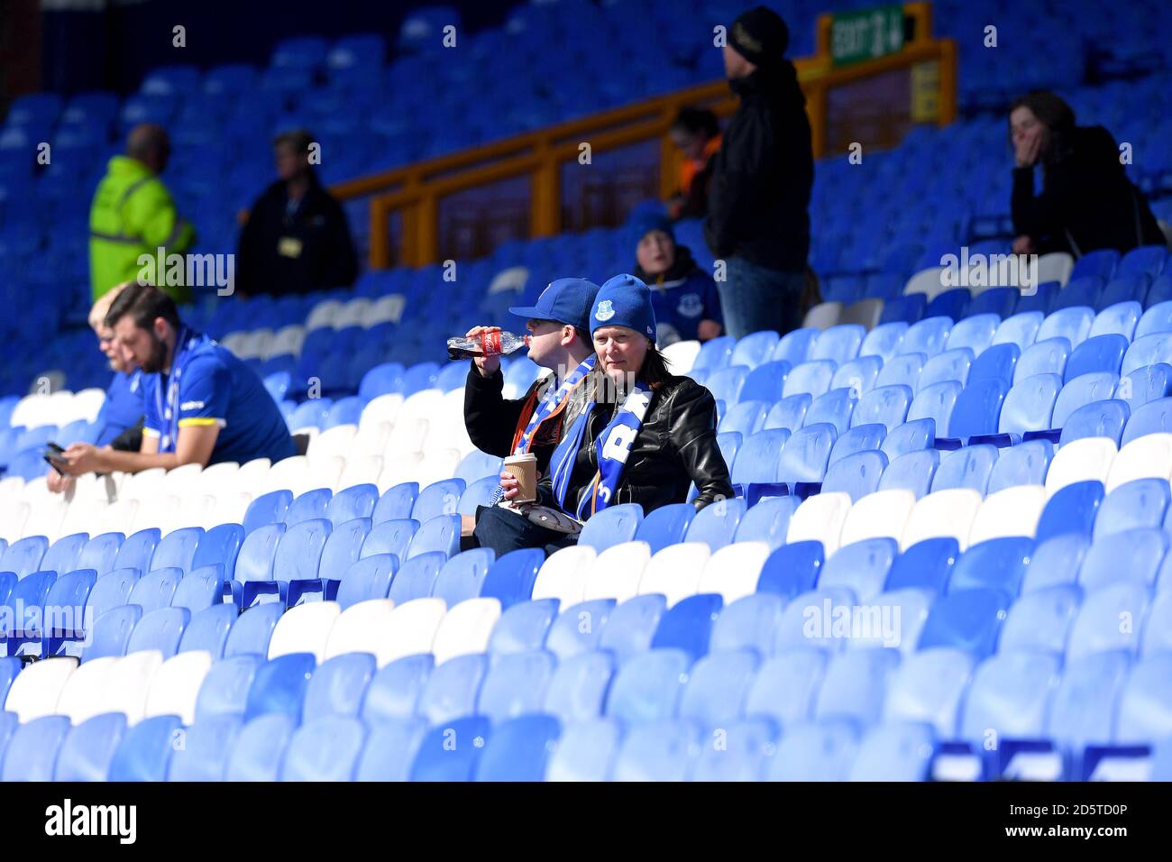 Everton fans in the stands Stock Photo - Alamy