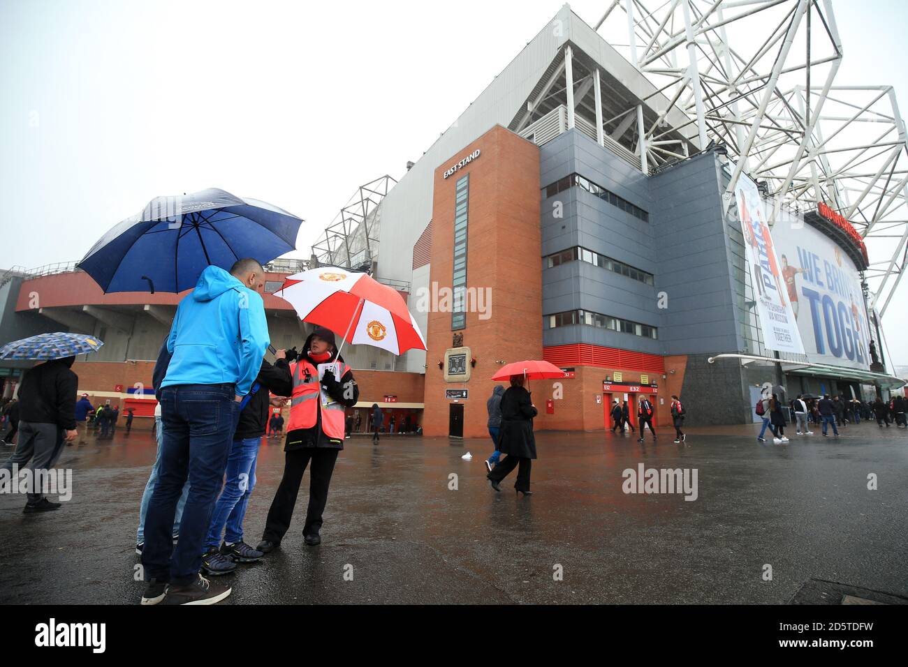 Rain falls outside Old Trafford before the game between Manchester ...