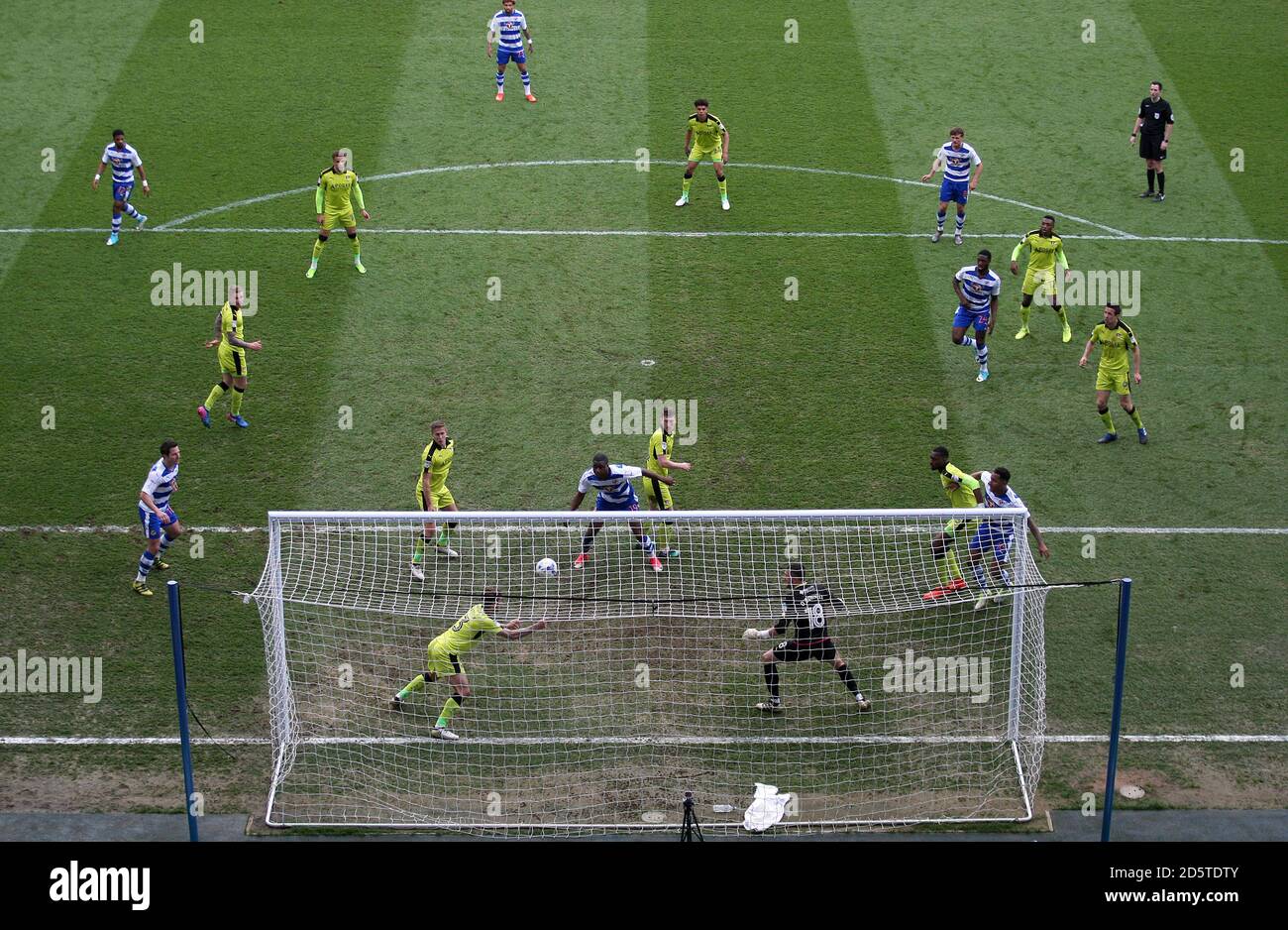 Rotherham United Joe Mattock clear the ball of the line during the game ...