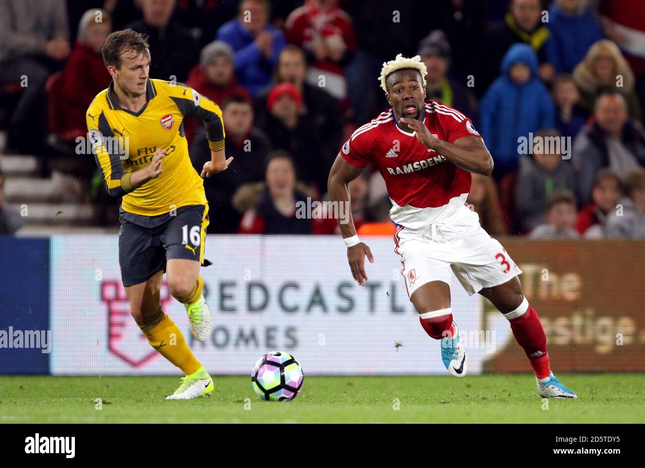 Arsenal's Rob Holding (left) and Middlesbrough's Adama Traore Stock ...