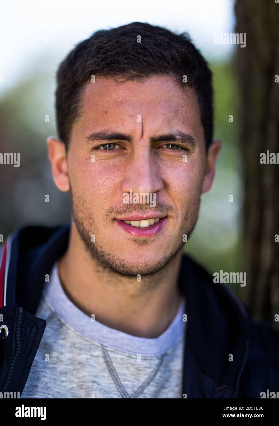 Chelsea's Eden Hazard poses after his interview Stock Photo - Alamy