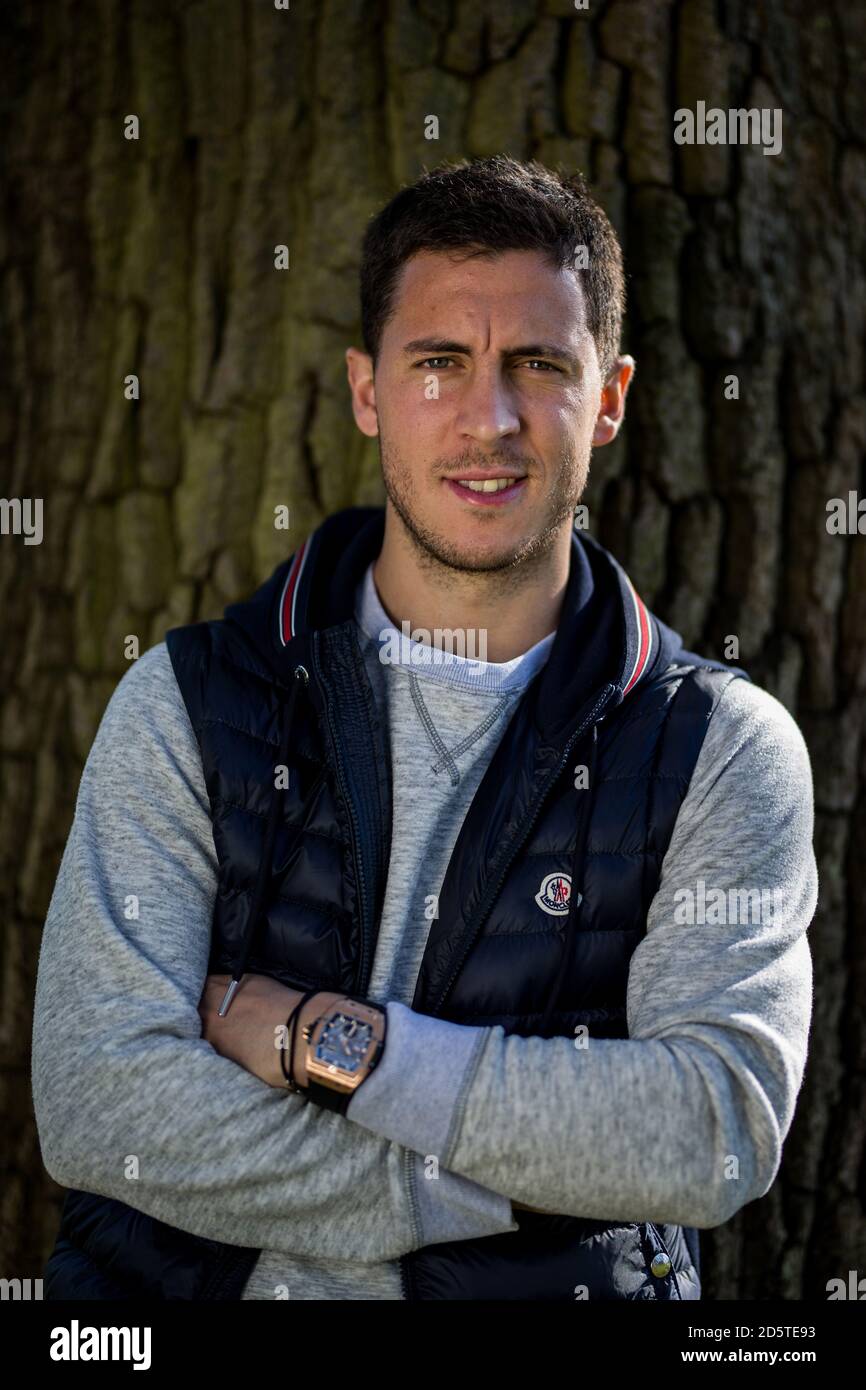 Chelsea's Eden Hazard poses after his interview Stock Photo - Alamy