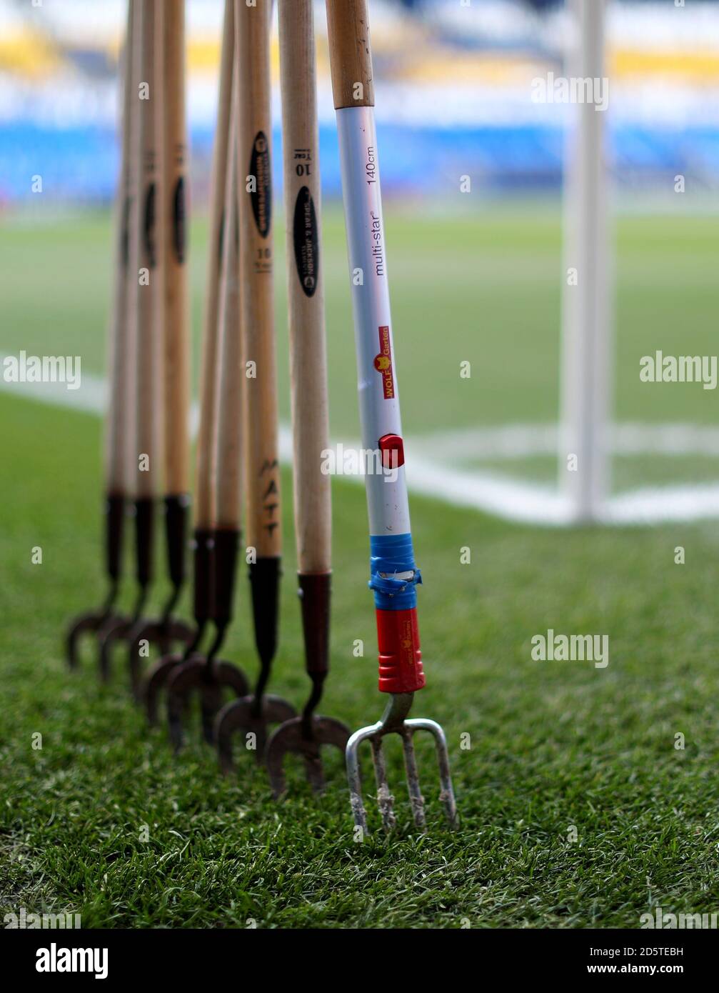 A general view of gardening tools in the ground at the King Power ...