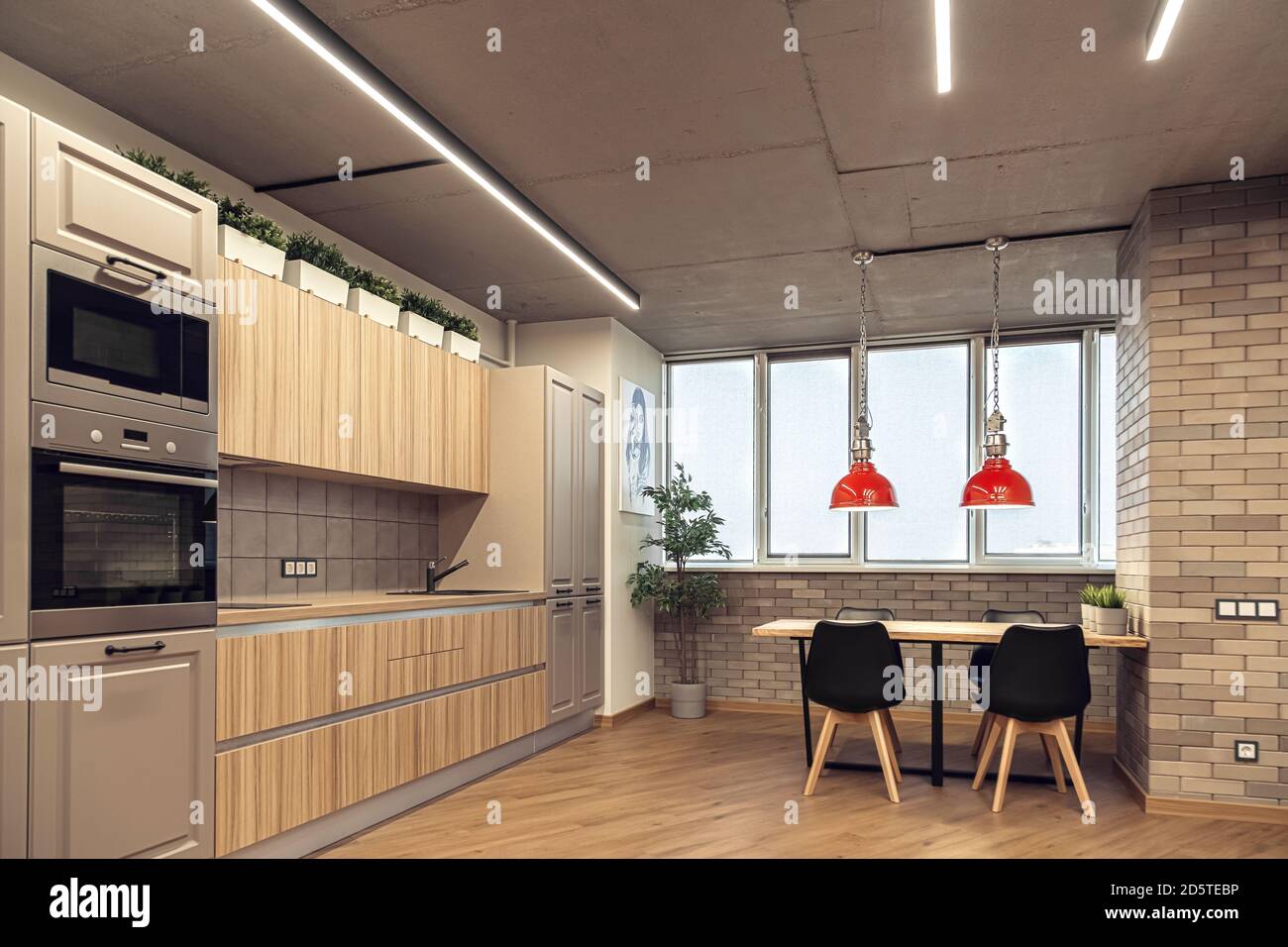 Luxury black loft style kitchen hi-res stock photography and images - Alamy