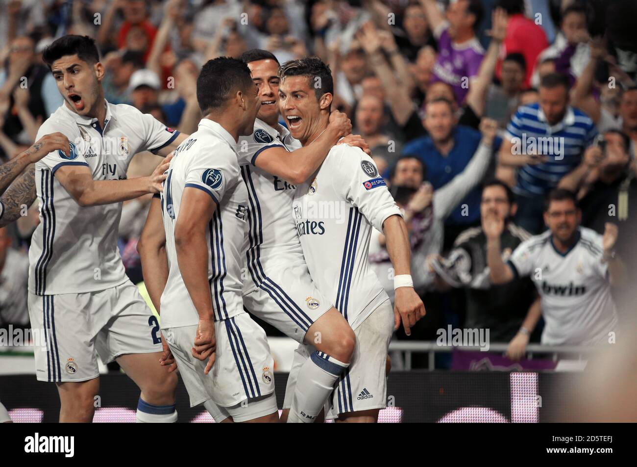 Real Madridâ€™s Cristiano Ronaldo celebrates scoring his side's third ...