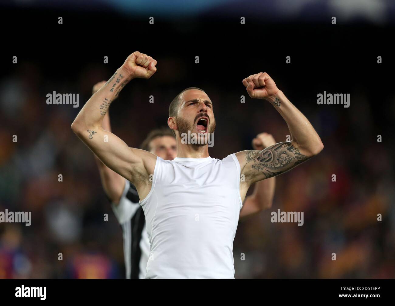 Juventus' Leonardo Bonucci celebrates victory after the final whistle ...