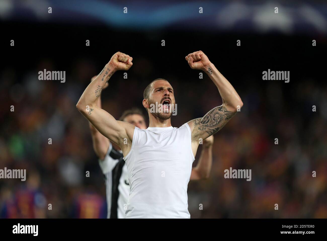 Juventus' Leonardo Bonucci celebrates victory after the final whistle ...