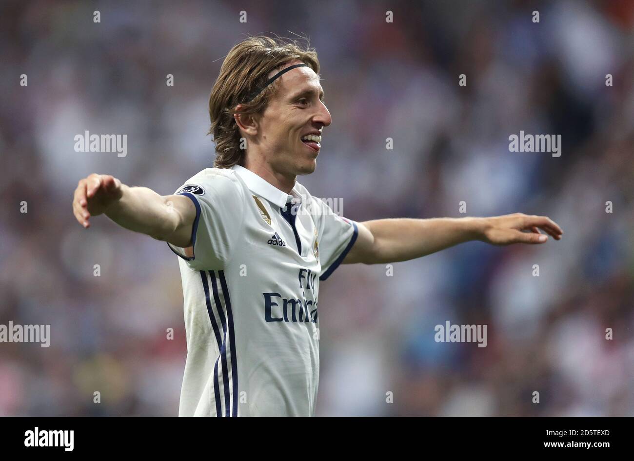 Real Madrid's Luka Modric celebrates his side's fourth goal Stock Photo ...