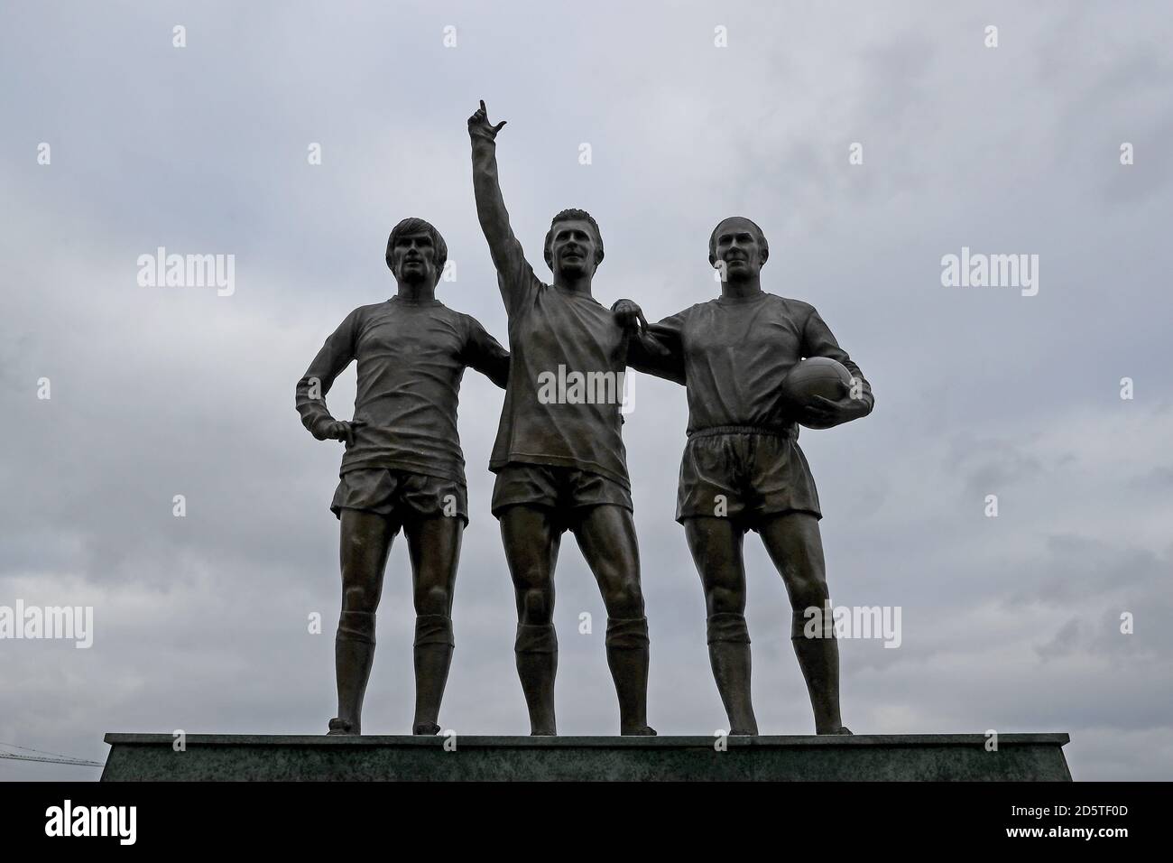 A general view of the United Trinity statue outside of Old Trafford ...