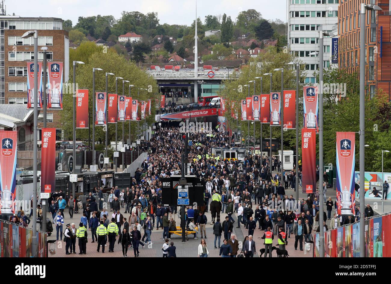 A general view of fans making their way to Wembley Stadium before the ...