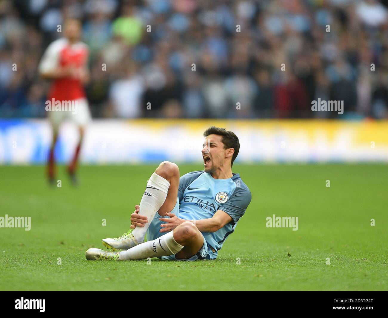 Manchester City's Jesus Navas after being fouled by Arsenal's Danny ...