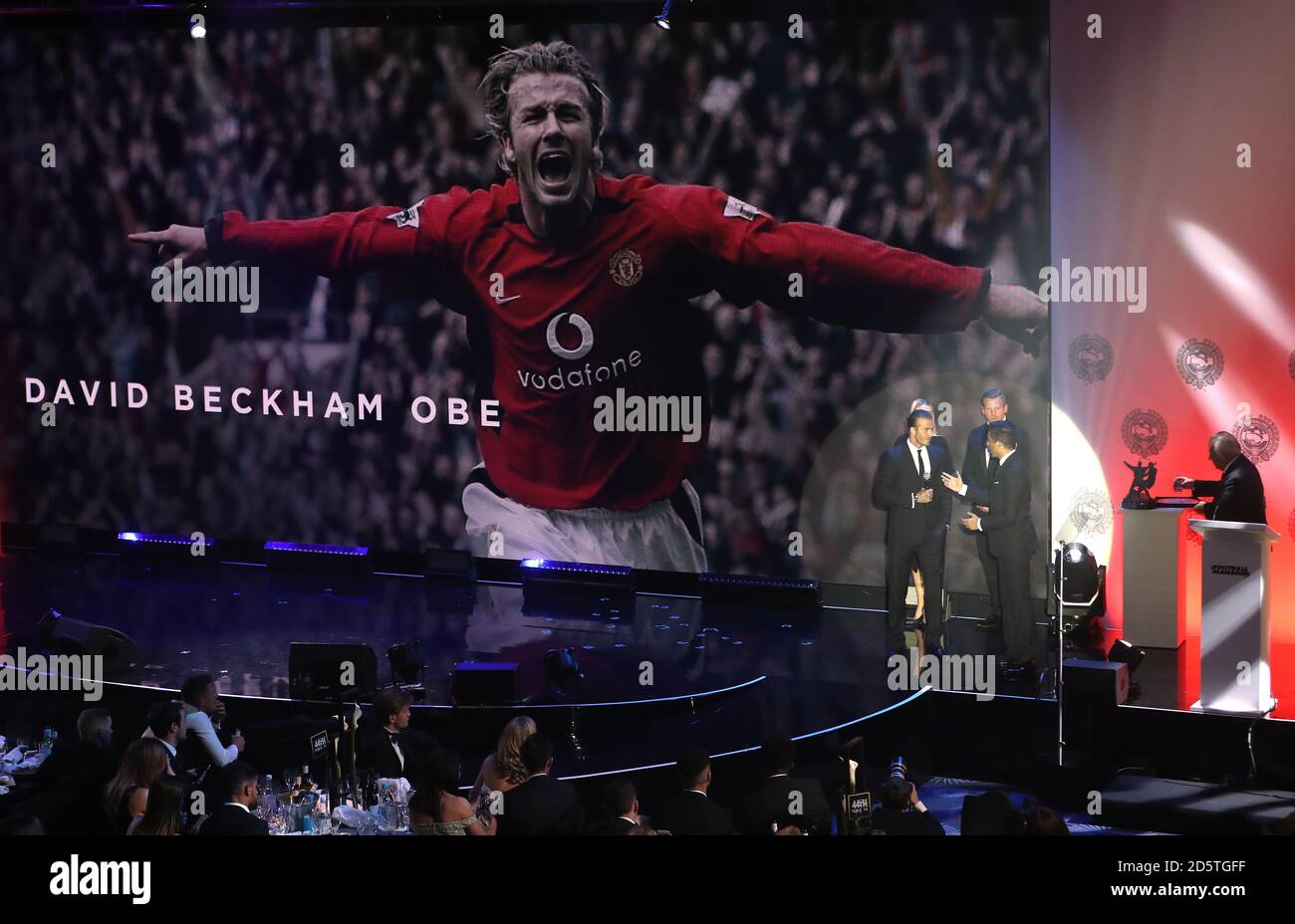 David Beckham receives his PFA Merit Award during the Professional ...