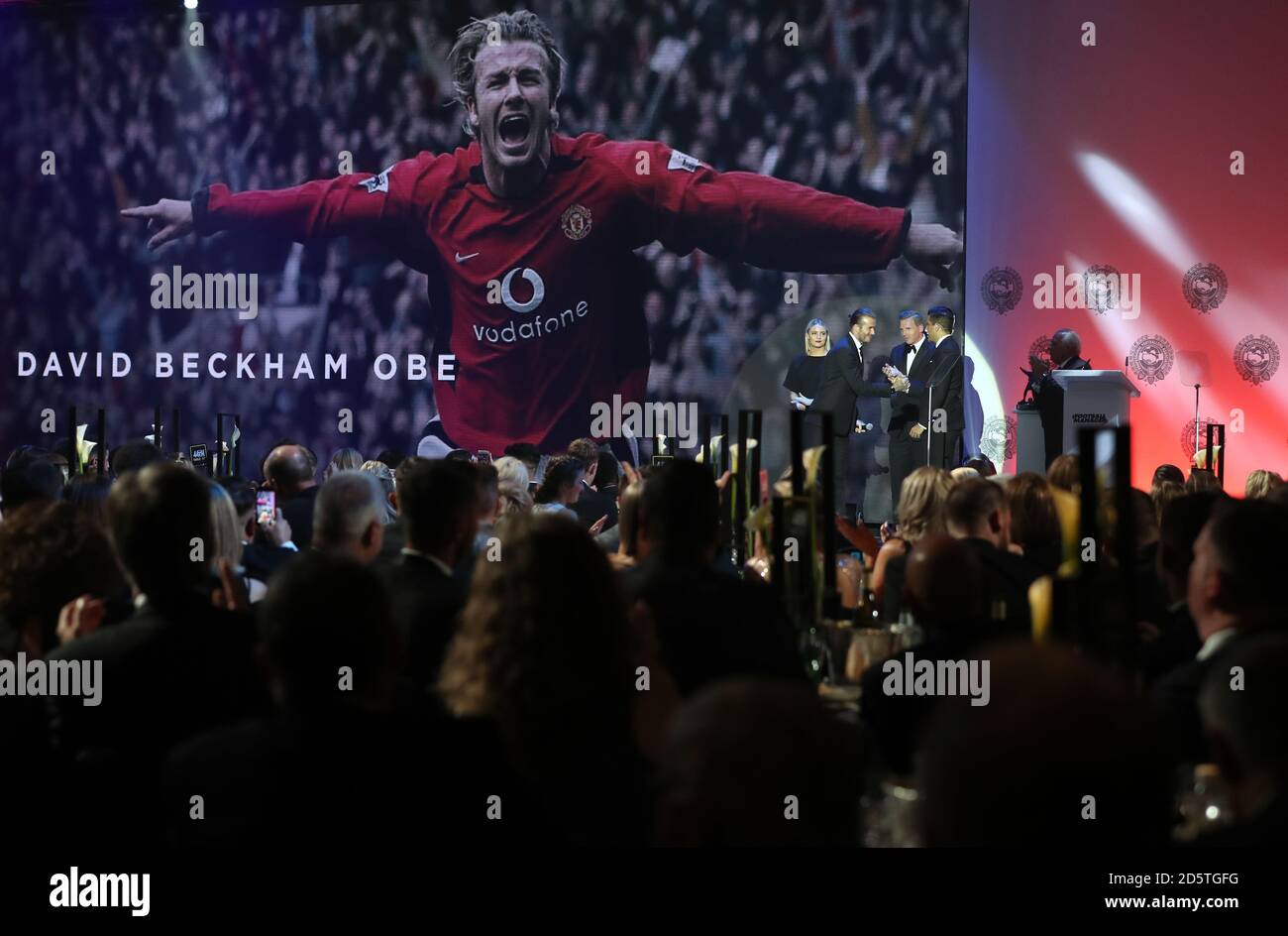 David Beckham receives his PFA Merit Award during the Professional ...