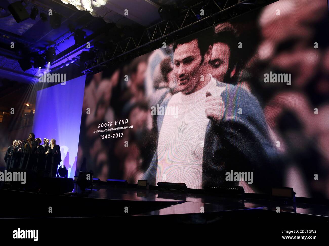 A tribute to Roger Hynd on the big screen during the Professional ...