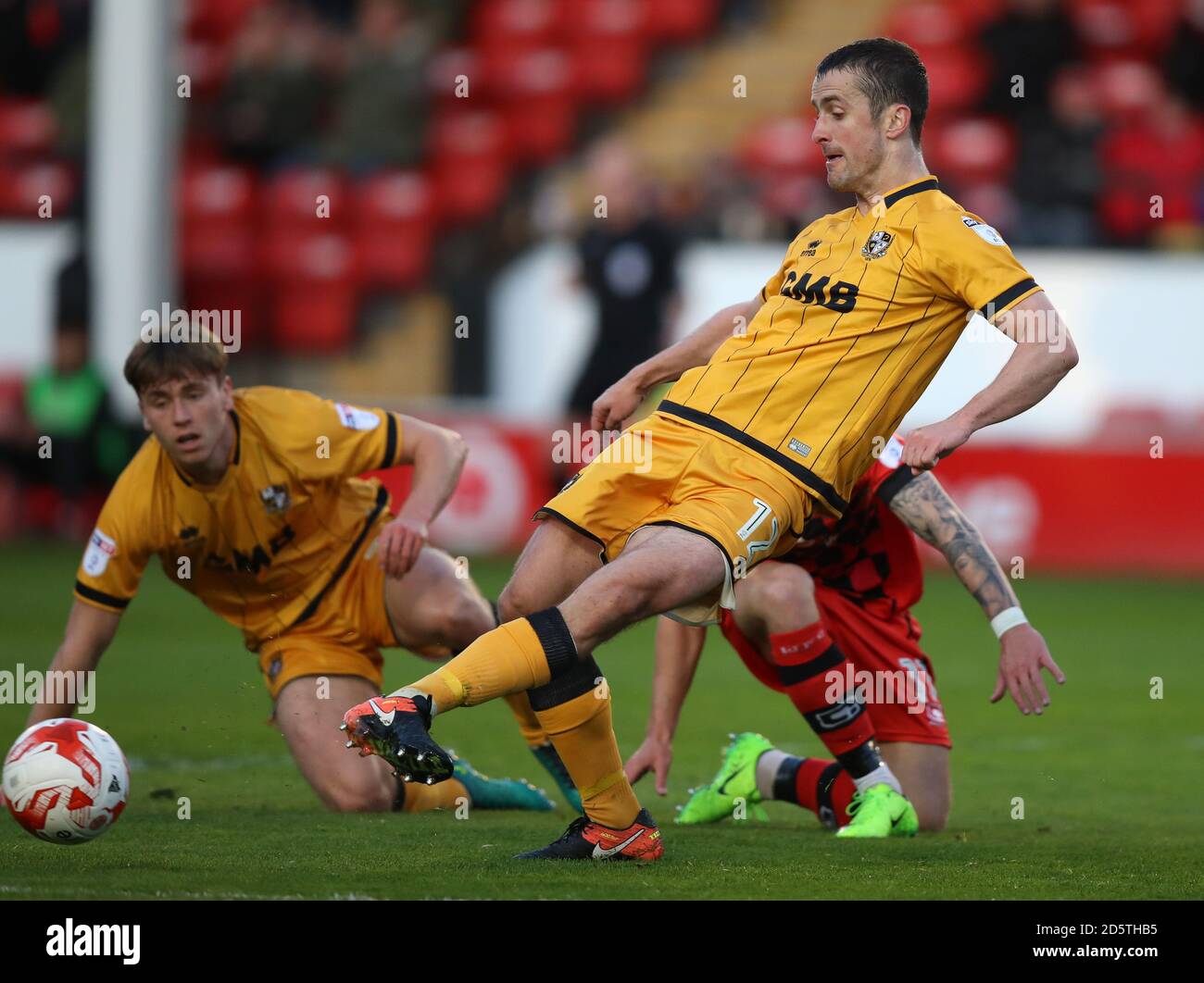 Port Vale's Daniel Pugh clears the ball Stock Photo - Alamy