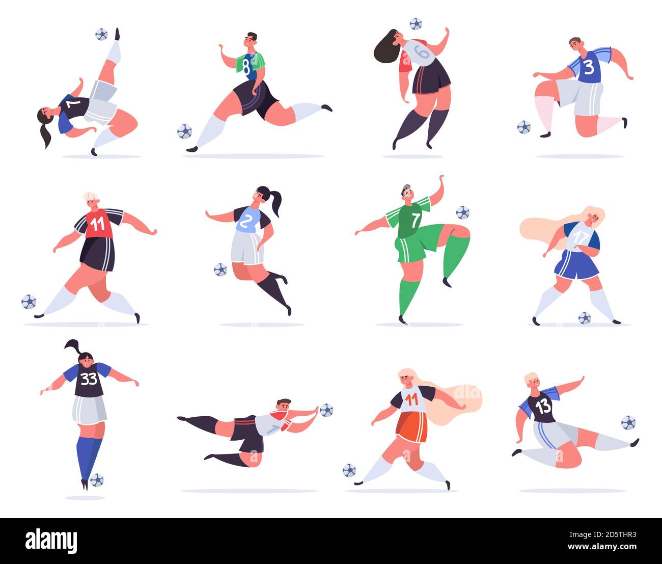 Sport football people. Soccer male and female characters, football ...