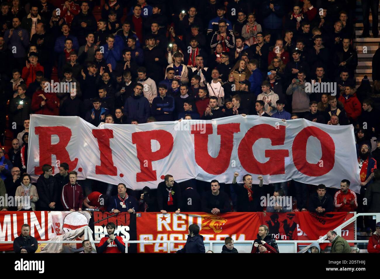 A banner in tribute to former Middlesbrough player Ugo Ehiogu is seen ...