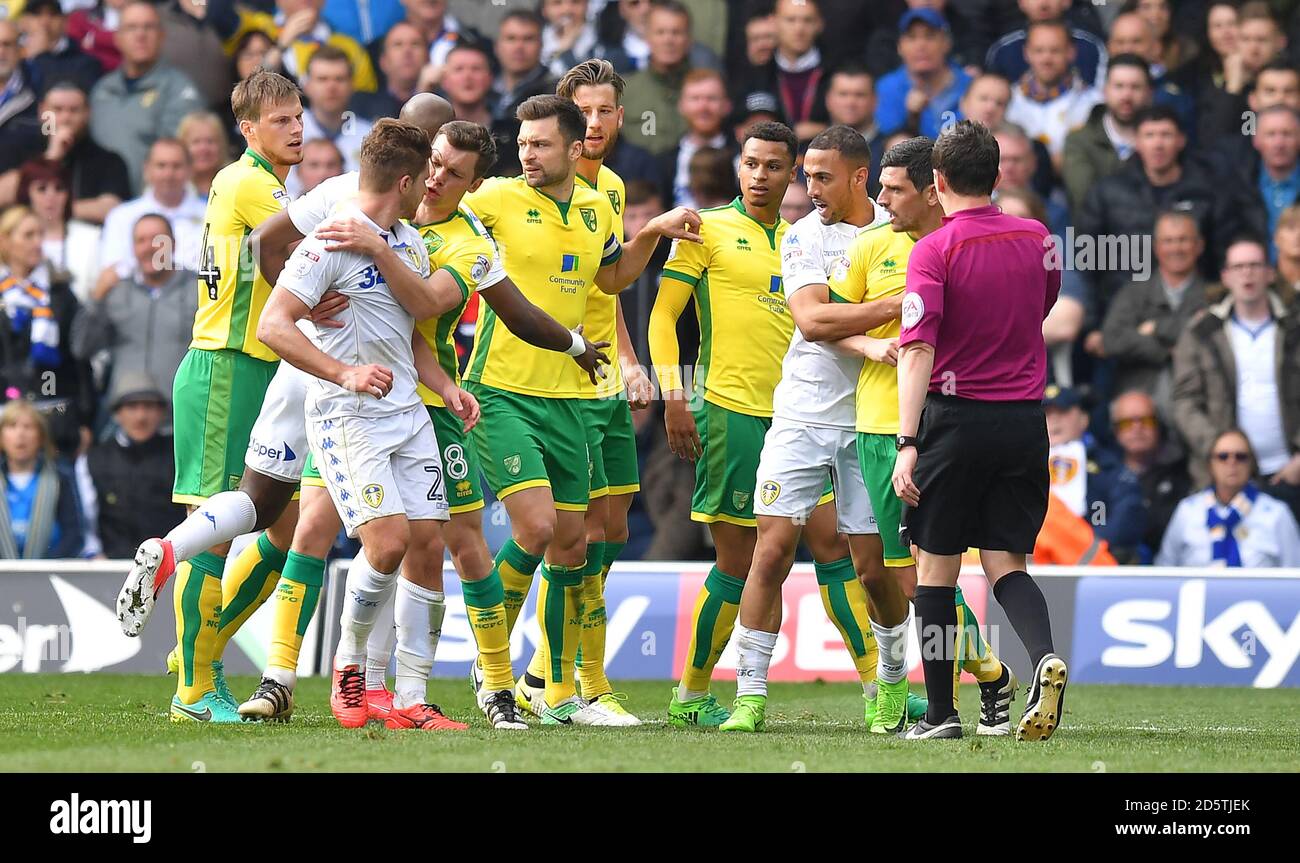 Tensions rise between the two teams during the game Stock Photo - Alamy