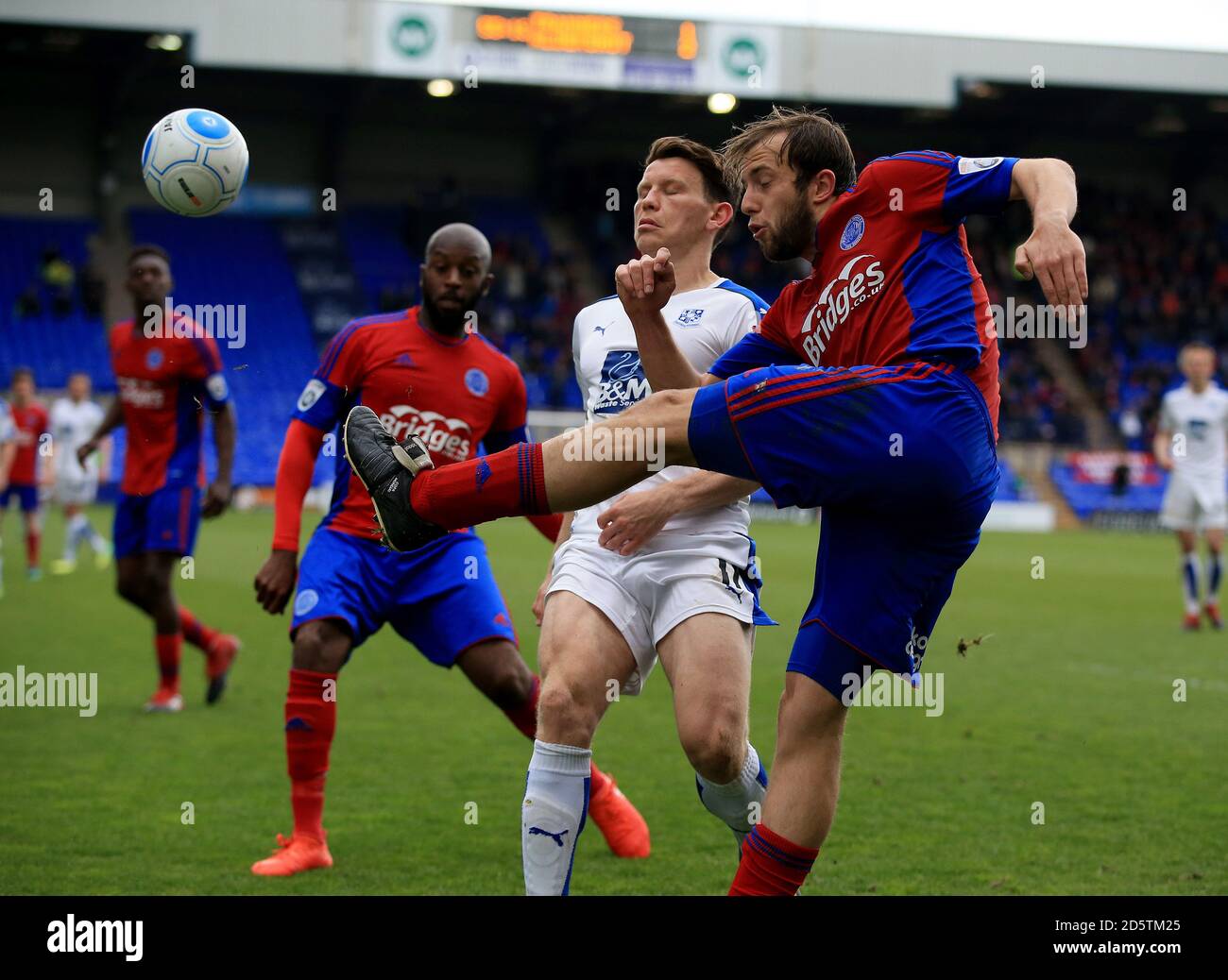 Tranmere Rovers' Connor Jennings (Left) looks on as Aldershot Town's ...
