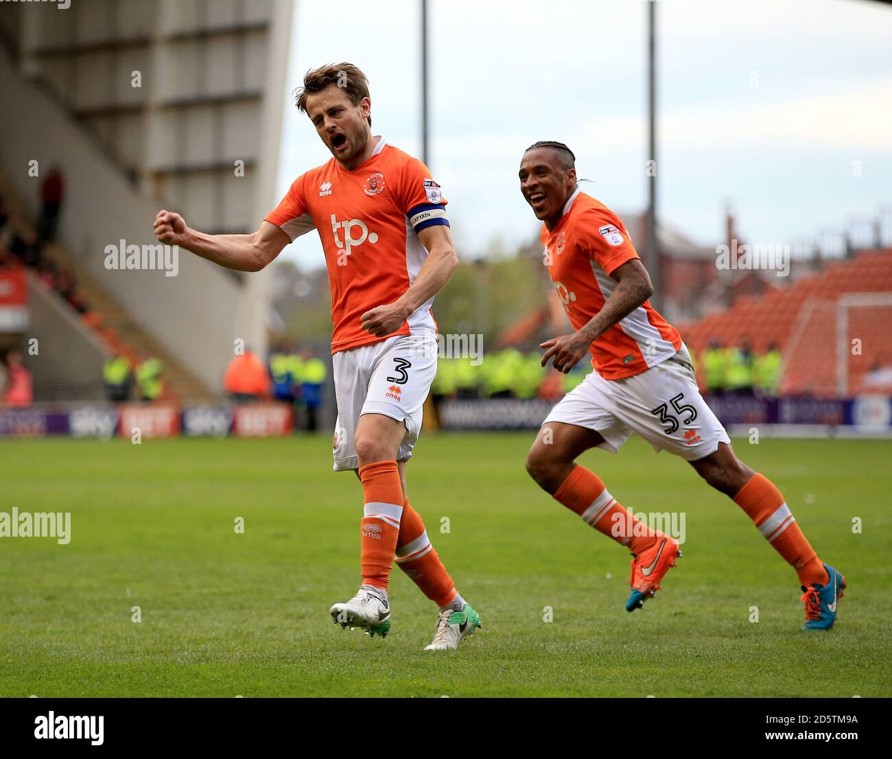 Blackpool's Andy Taylor (Left) celebrates after he scores his sides ...