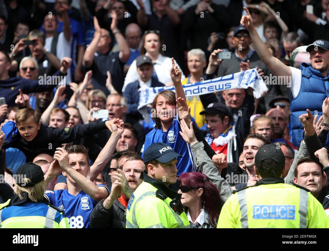 Birmingham City fans in the stands celebrate the win and Championship ...