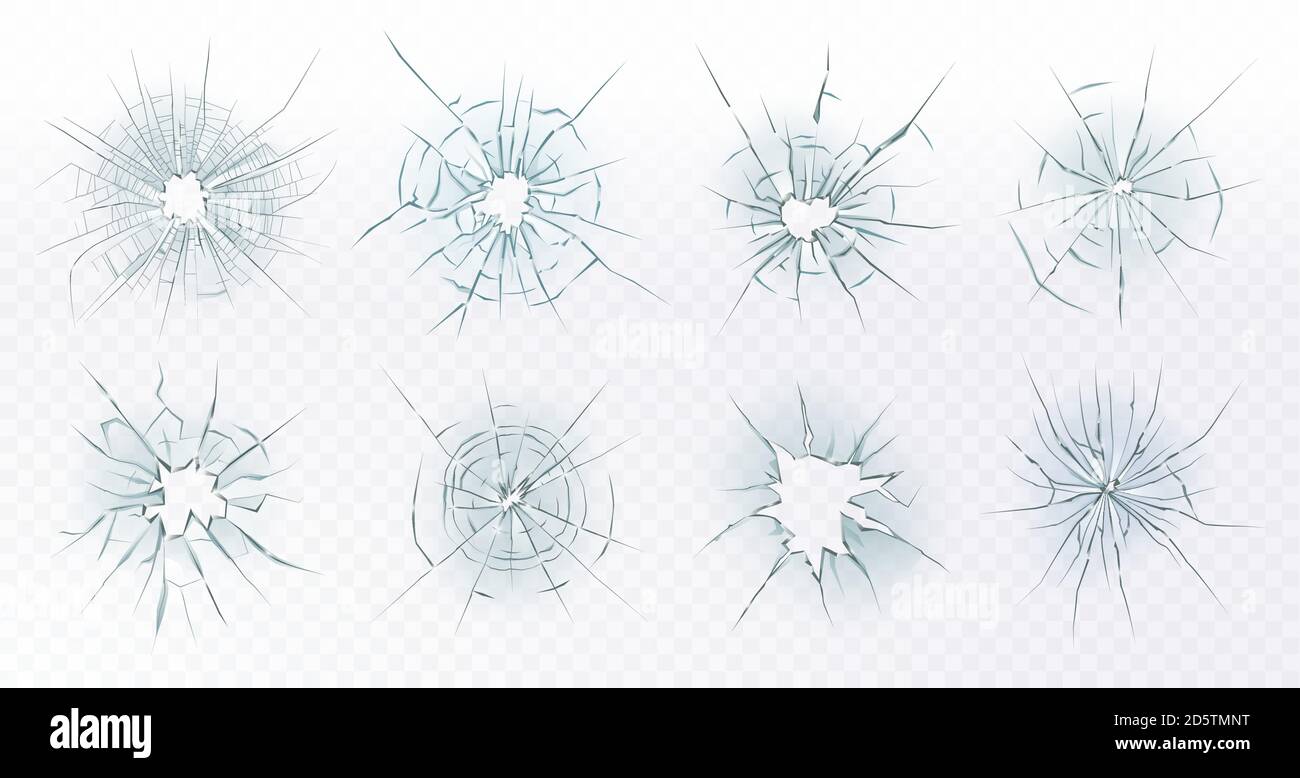 Broken glass. Cracked window glass, damaged shattered ice surface ...