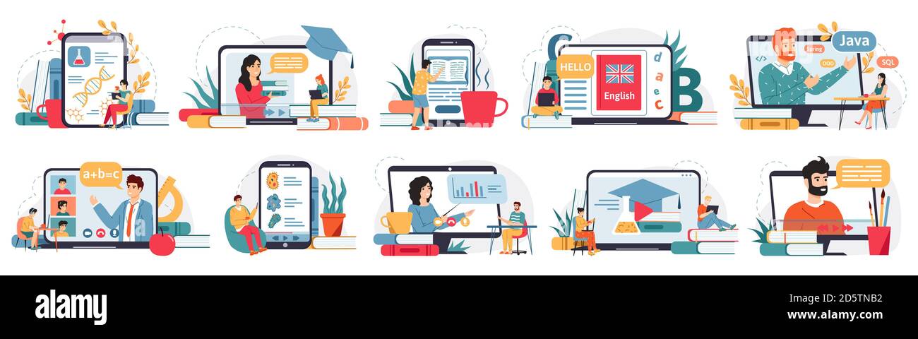 Online education. Internet classes, webinar or digital classroom ...