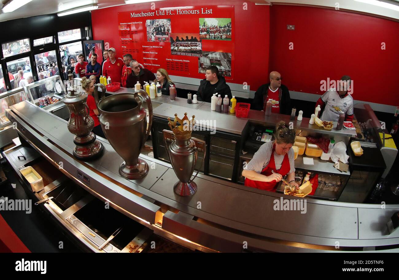 Inside 'The Original United Chippy' near Old Trafford Stock Photo - Alamy