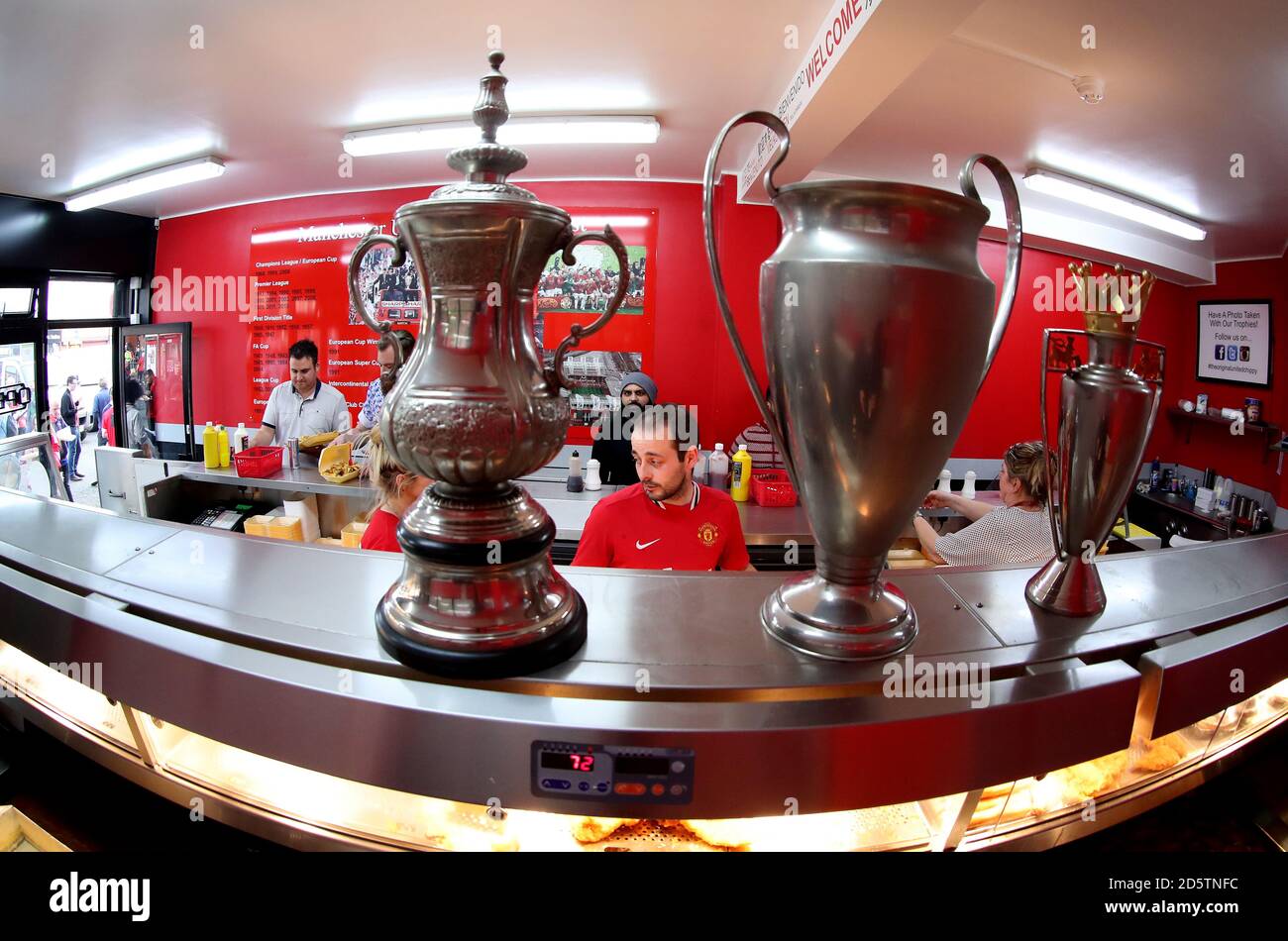 Inside 'The Original United Chippy' near Old Trafford Stock Photo - Alamy