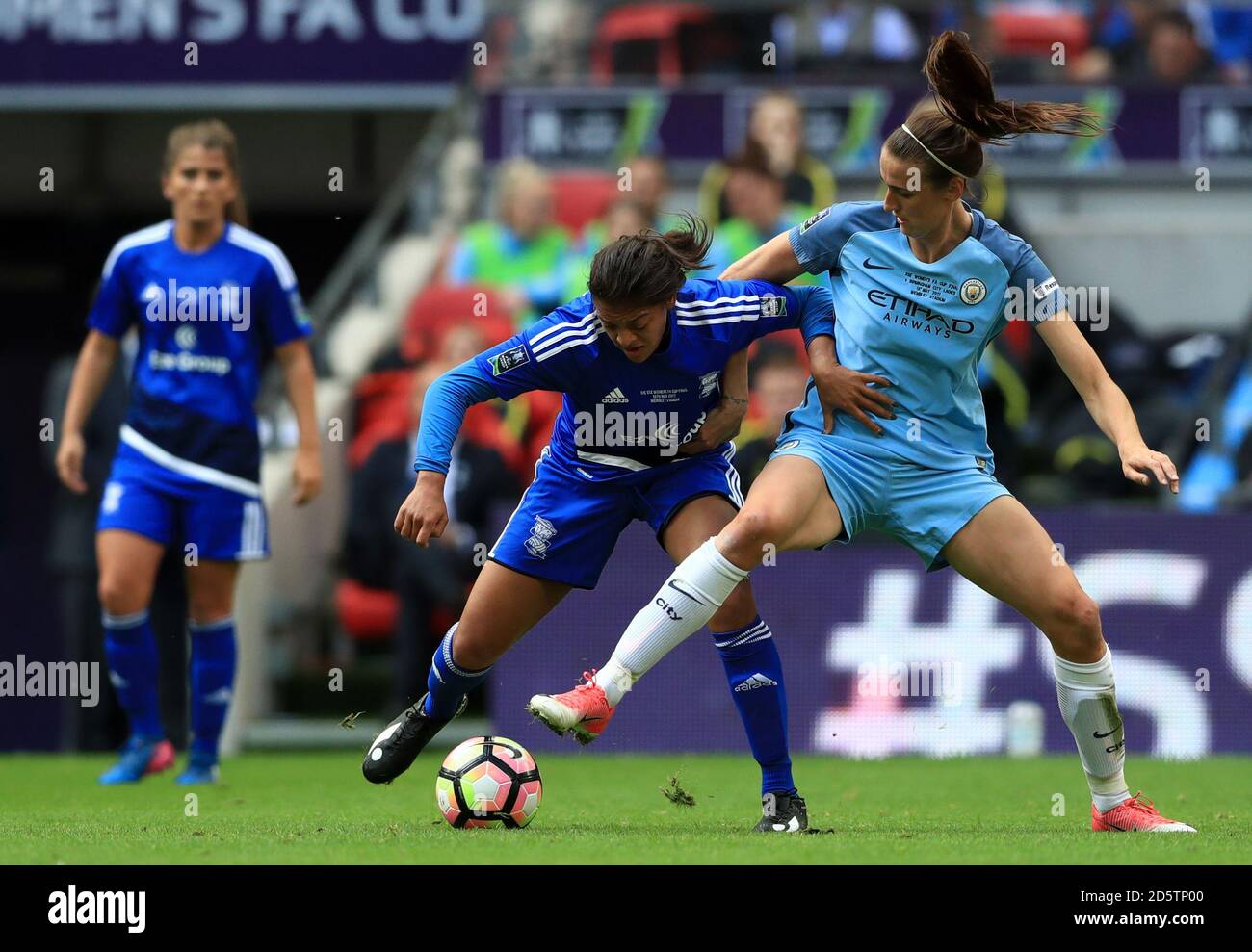 Birmingham City's Jessica Carter (left) and Manchester City's Jill ...