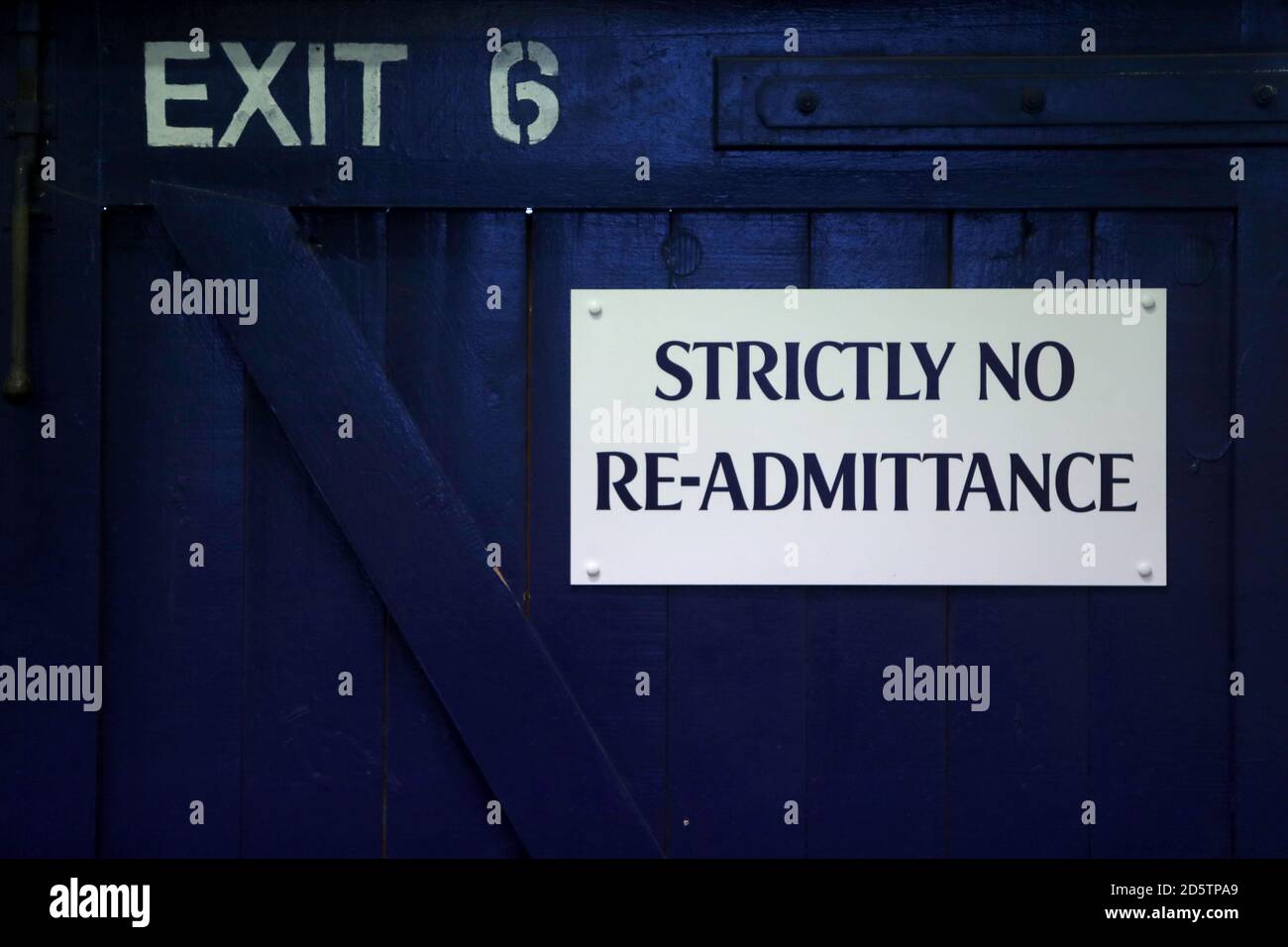 A Strictly No Re-admittance sign at Exit 6 in White Hart Lane Stock ...