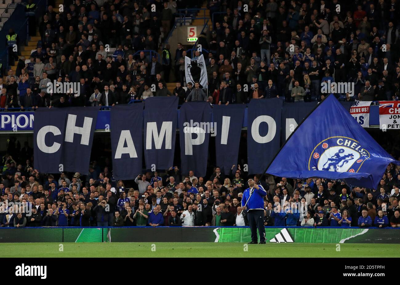 A banner reading 'Champions' is displayed prior to the match Stock ...