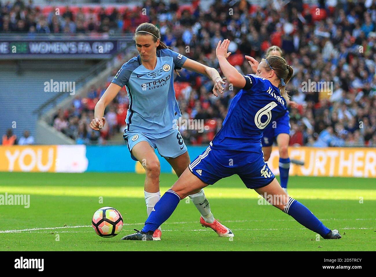 Manchester City's Jill Scott (left) and Birmingham City's Kerys Harrop ...