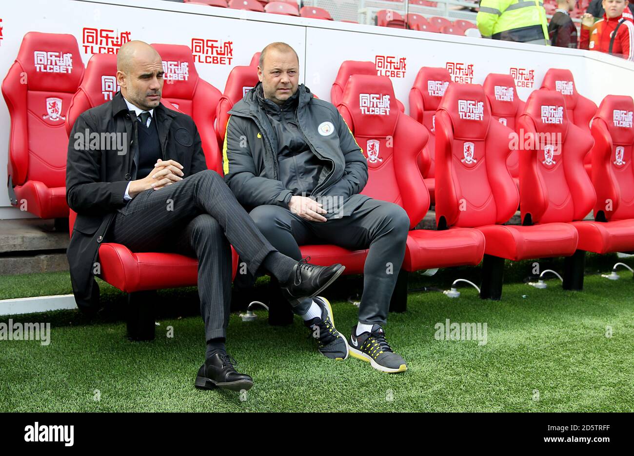 Manchester City manager Pep Guardiola and Rodolfo Borrell Stock Photo ...