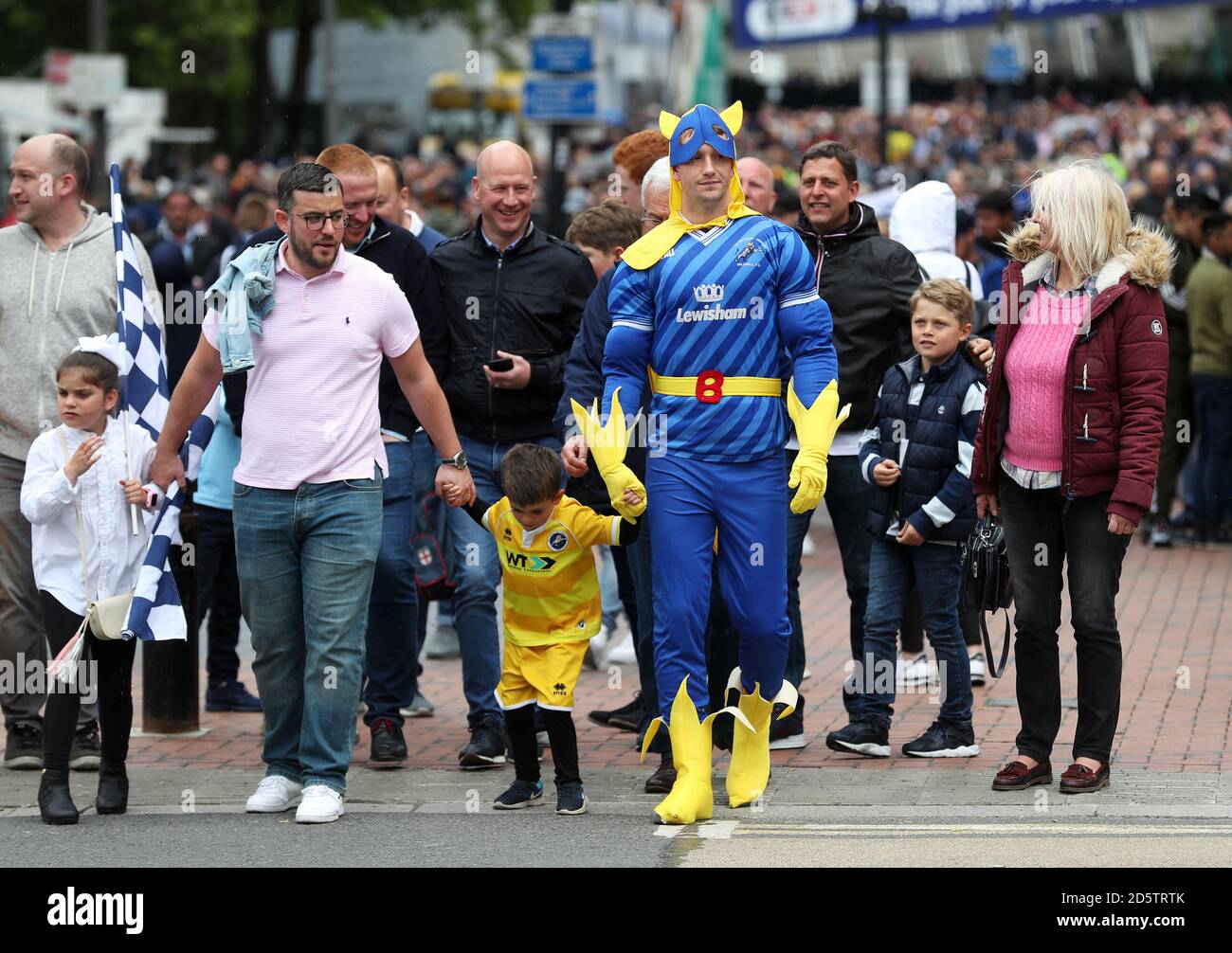 Millwall fans outside Wembley Stadium before the game during the Sky ...