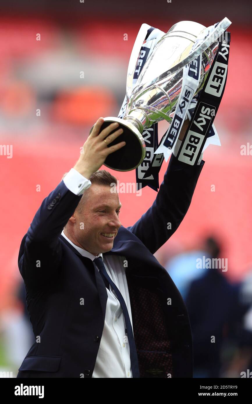 Millwall manager Neil Harris with the Sky Bet League One play off final ...