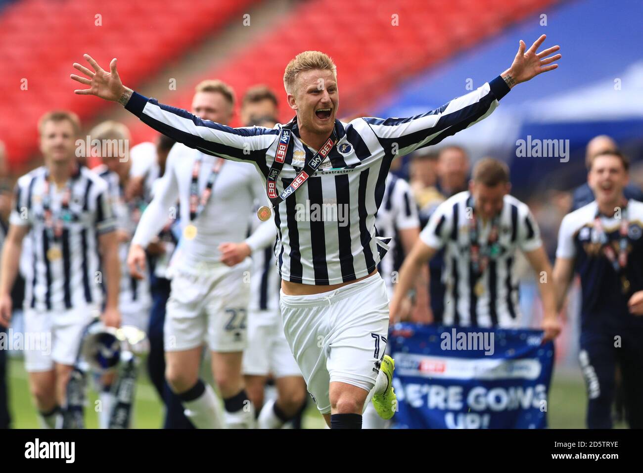 Millwall's Byron Webster celebrates promotion to the Championship Stock ...