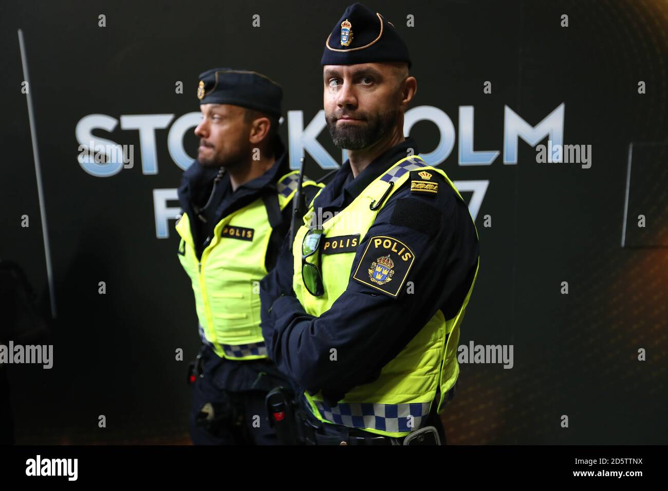 Police officers inside the Friends arena Stock Photo - Alamy