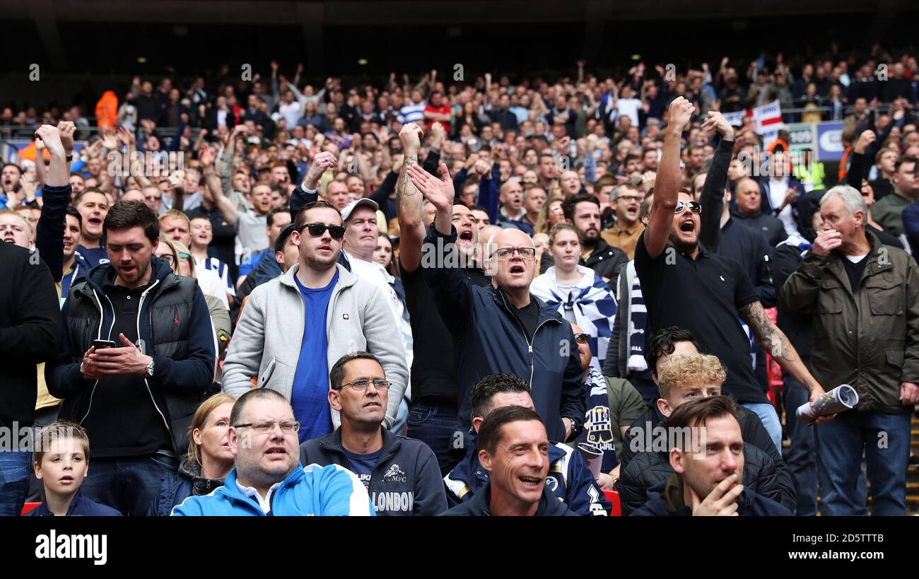 Millwall fans show their support in the stands during the game Stock ...