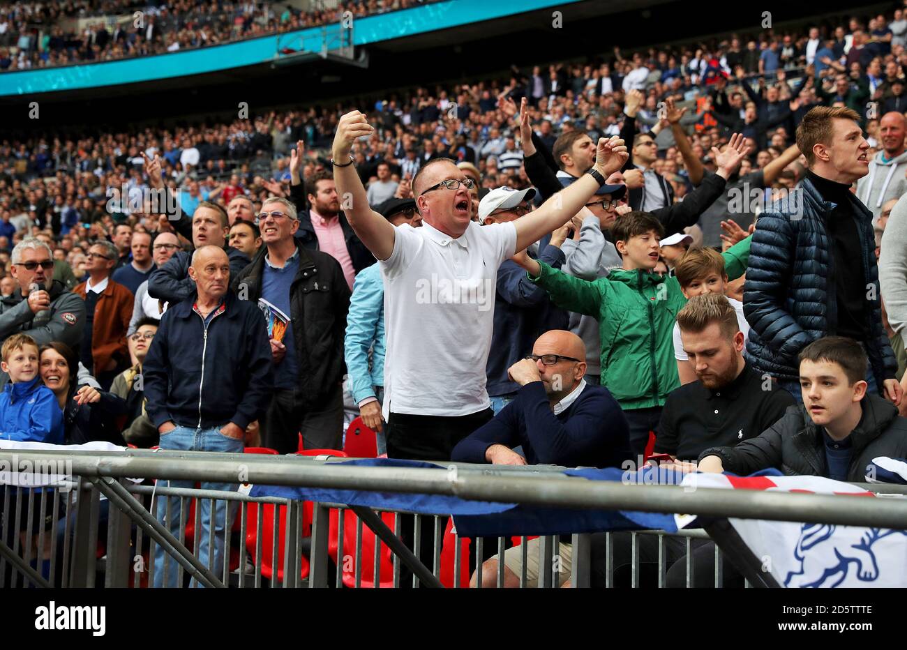 Millwall fans show their support in the stands during the game Stock ...
