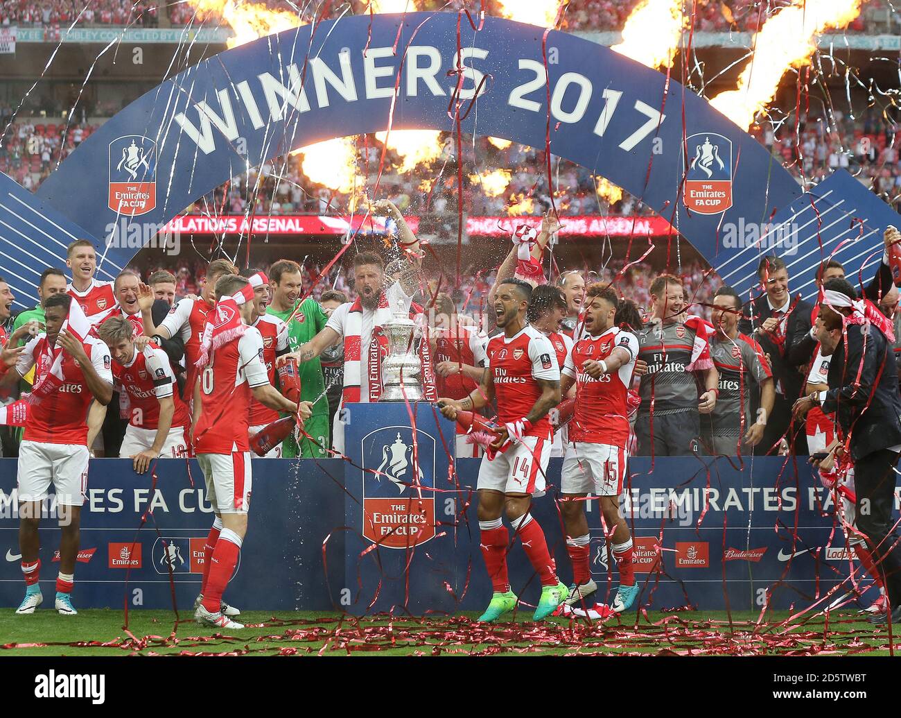 Arsenal's players celebrate winning the FA Cup against Chelsea during ...
